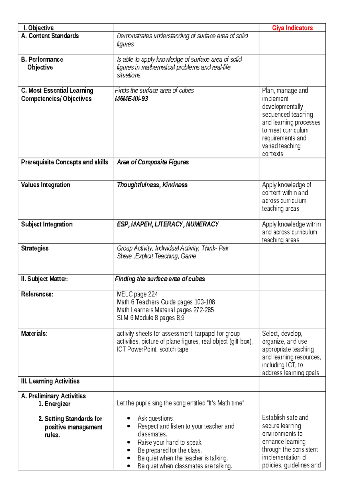 COT MATH 6: Finding Surface Area of Cubes - Lesson Plan & Activities ...