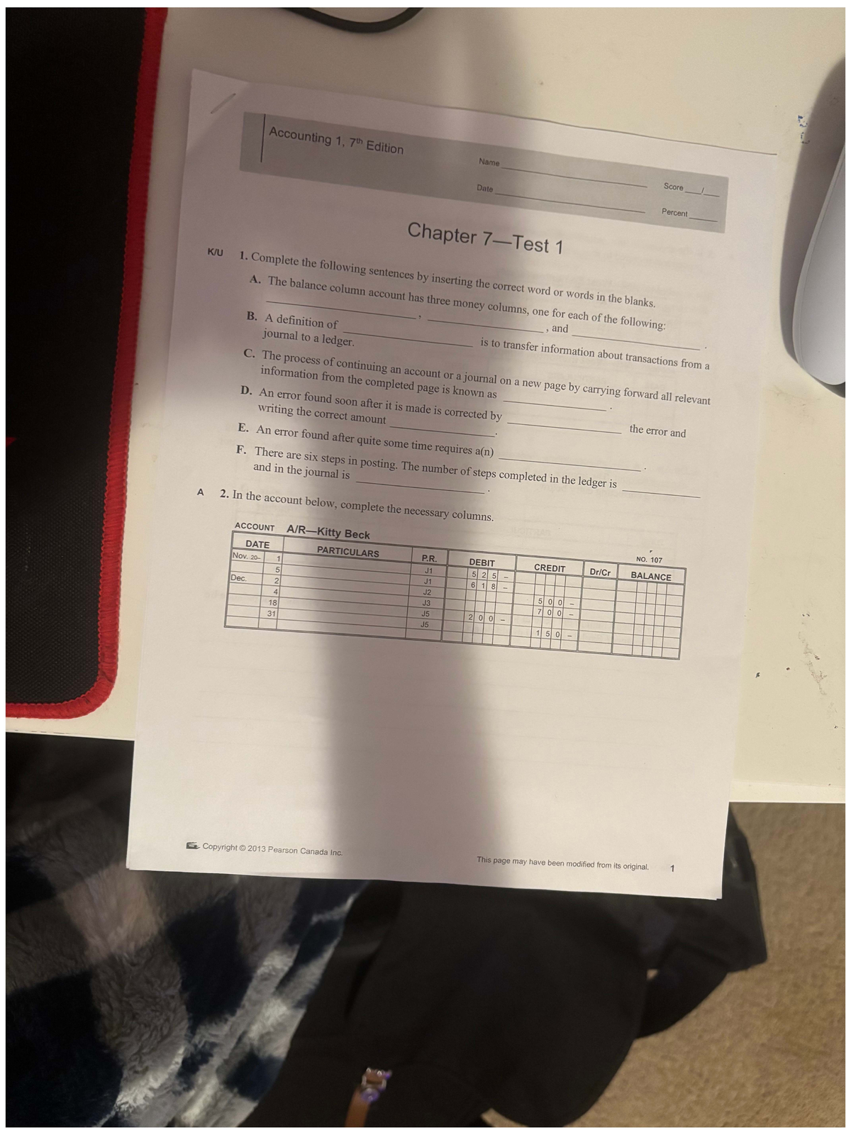 Accounting 1 - Chapter 7 Test Review and Practice - Studocu