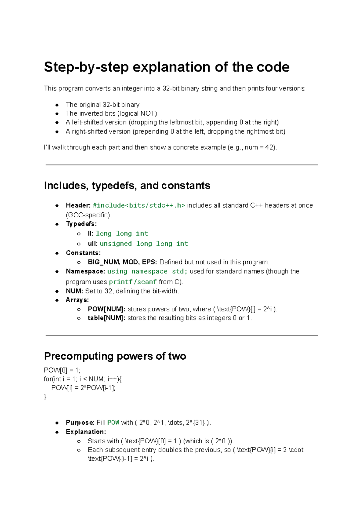 S - Principles of Programming: Binary Conversion Code Explanation - Studocu