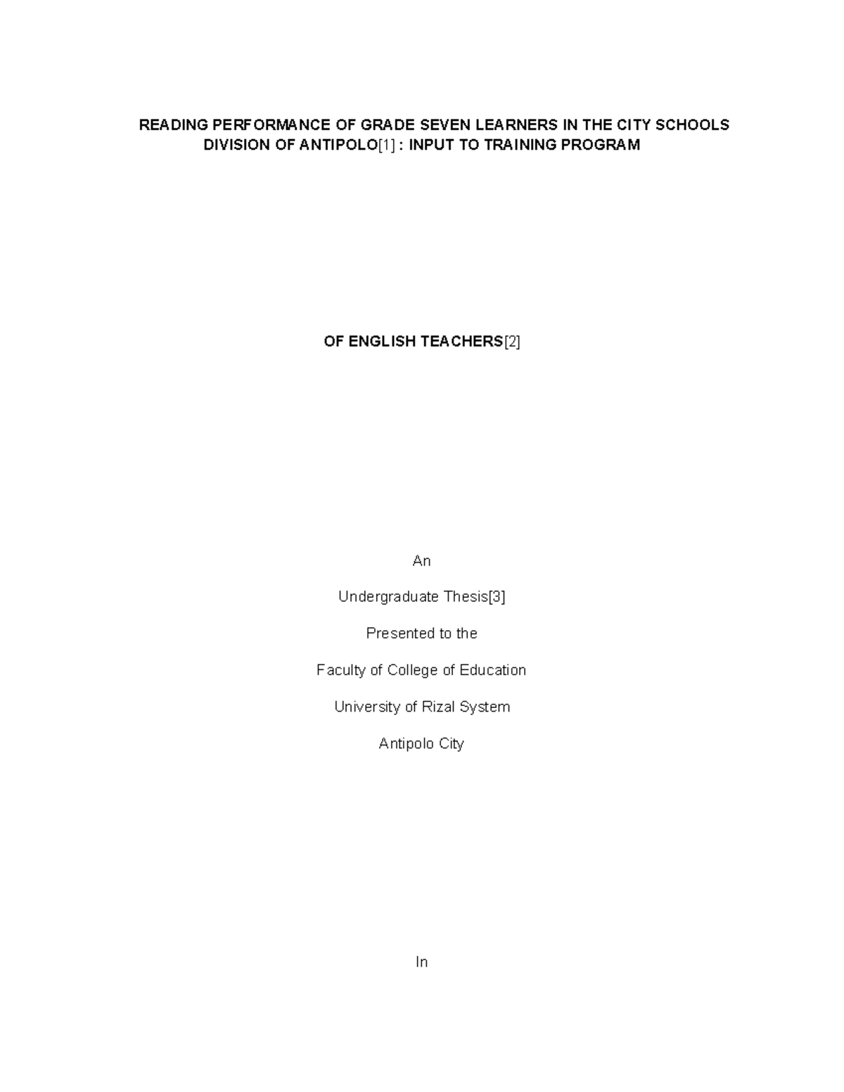 Sample Research Paper 1 - READING PERFORMANCE OF GRADE SEVEN LEARNERS ...