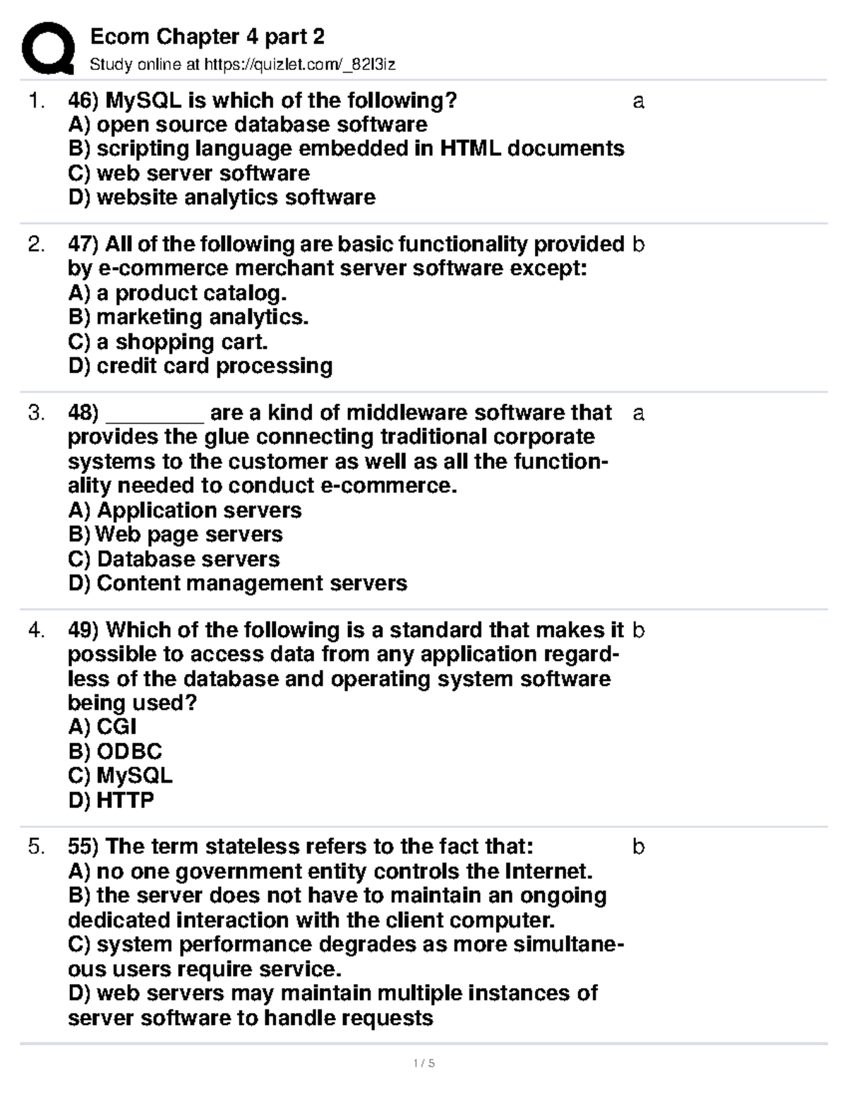 E Quiz 4.2: Equiz on E-Commerce Concepts and Technologies - Studocu