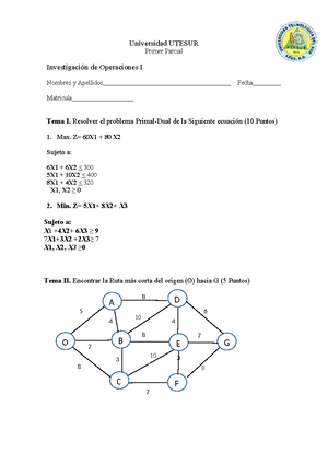 Ejemplo Modelo Primal-Dual - Unidad 4 Análisis de dualidad Objetivos Al ...