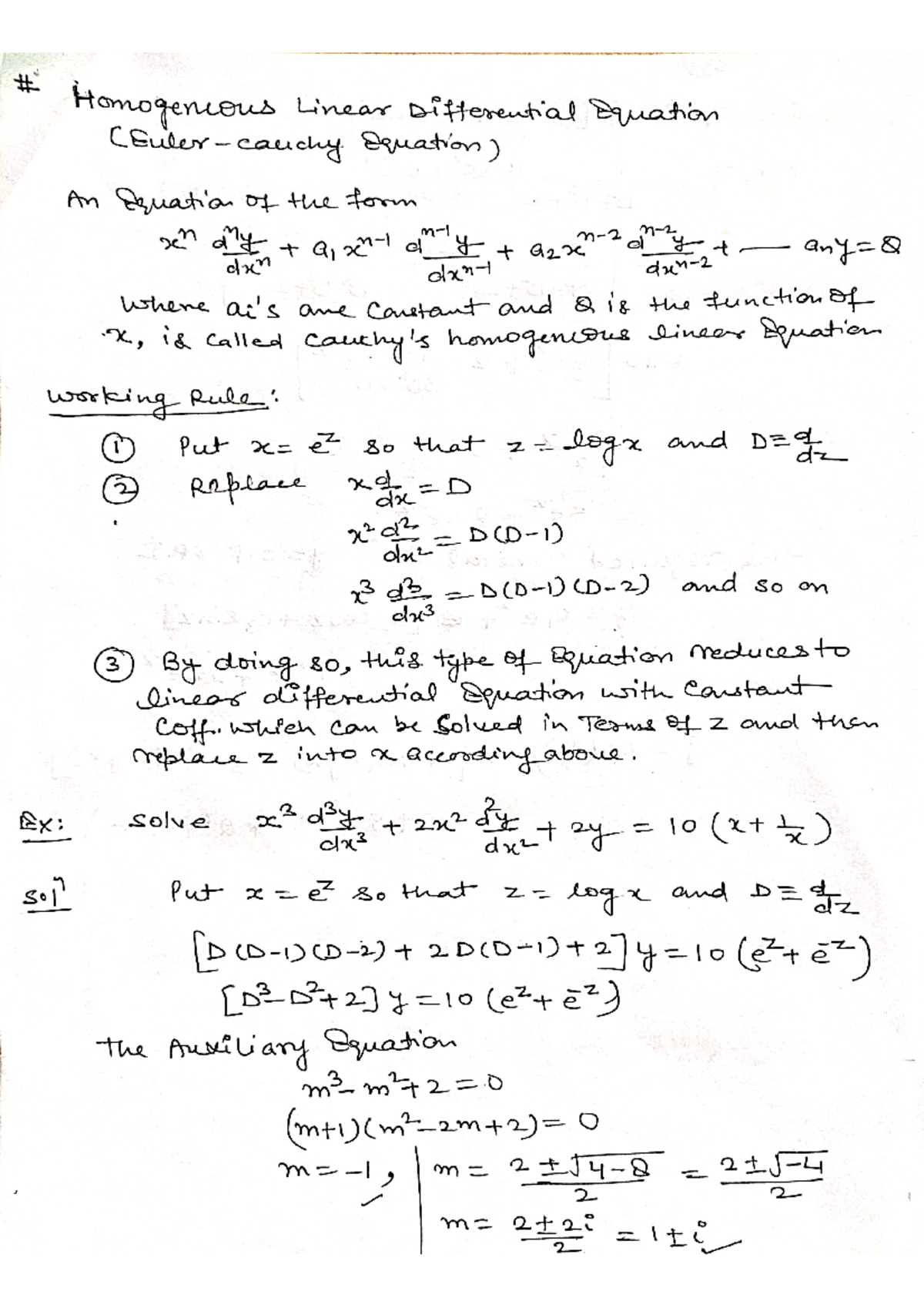 Cauchy-Euler Homogeneous Linear Differential Equations Explained - Studocu