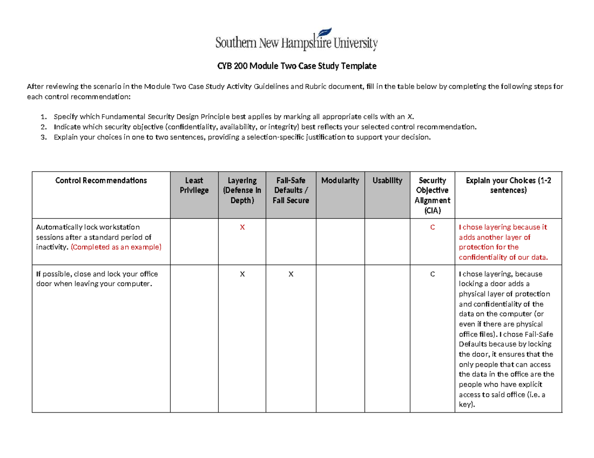 CYB 200 Module Two Case Study: Security Design Principles Analysis ...