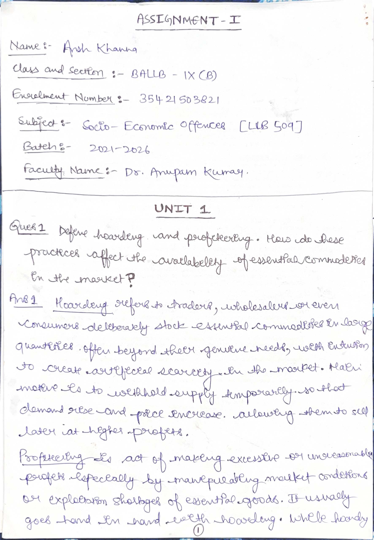 Economic Offences: Hoarding & Profiteering Analysis (BALLB IX B) - Studocu