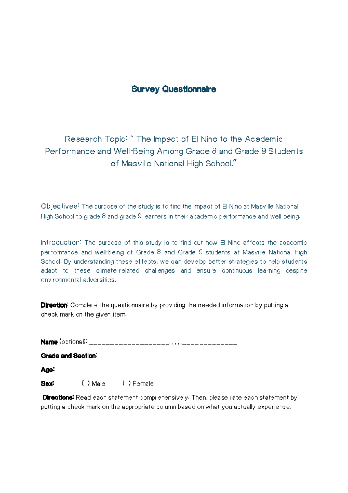Questionnaire%20 - useful tools - Survey Questionnaire Research Topic ...