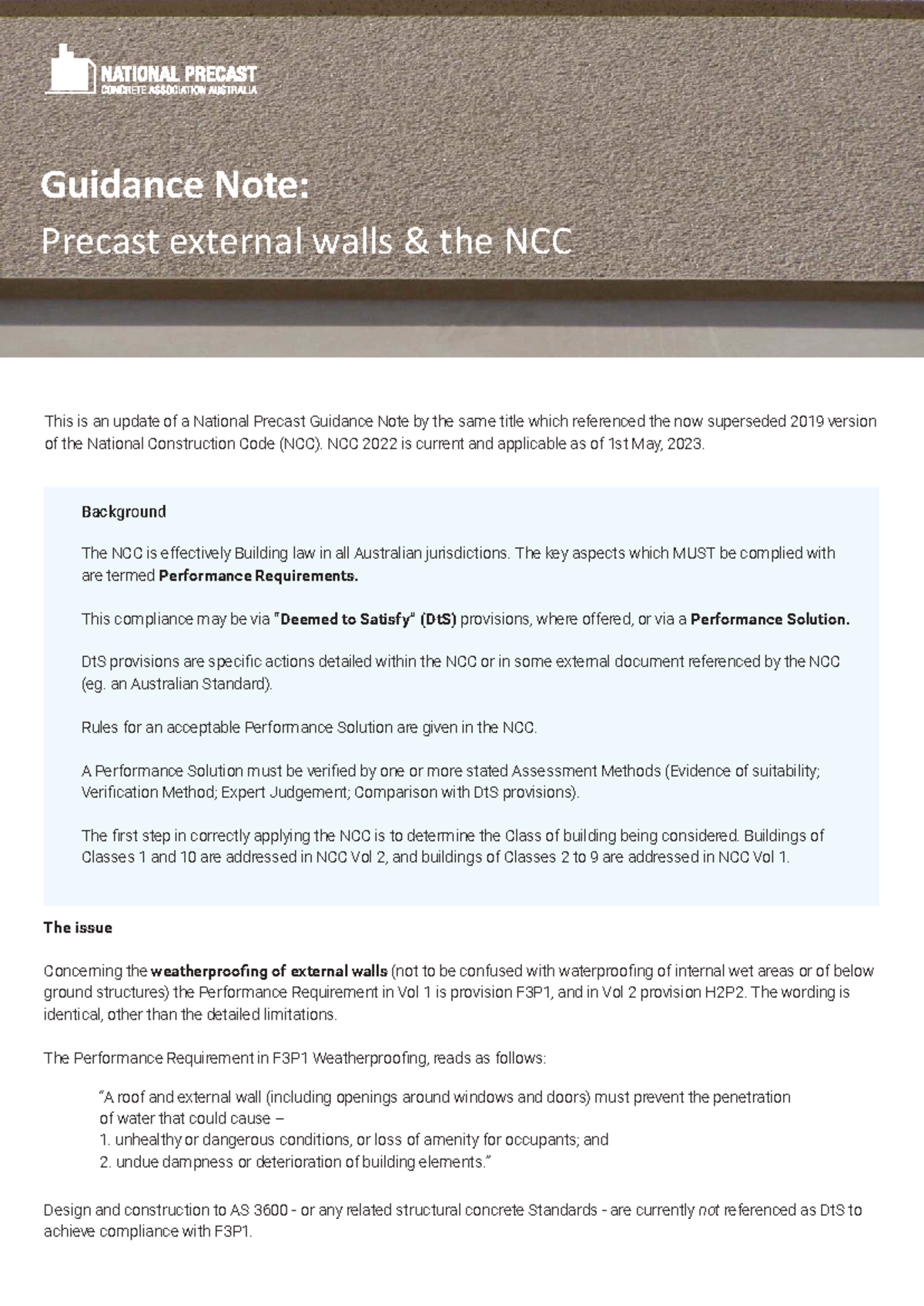 Guidance Note: Precast External Walls per NCC 2022 Update - Studocu