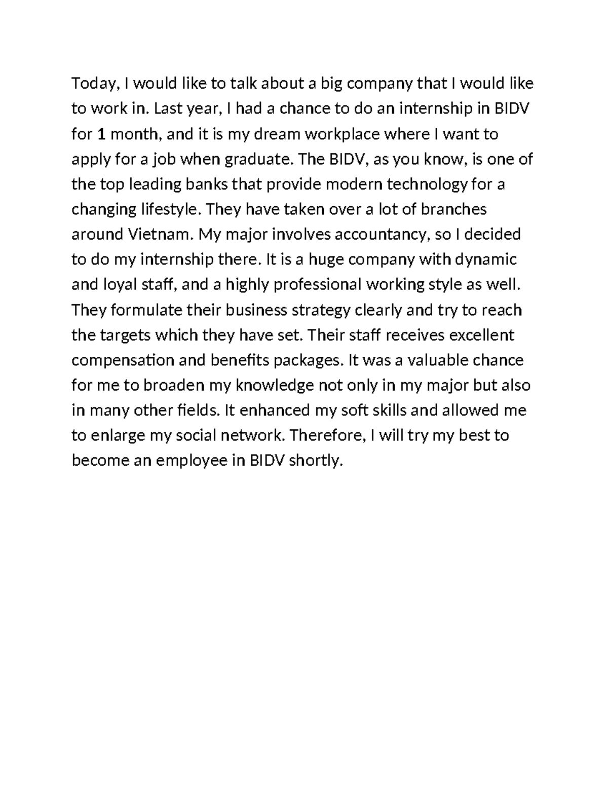 Unit 3: My Dream Job at BIDV After Graduation - Studocu