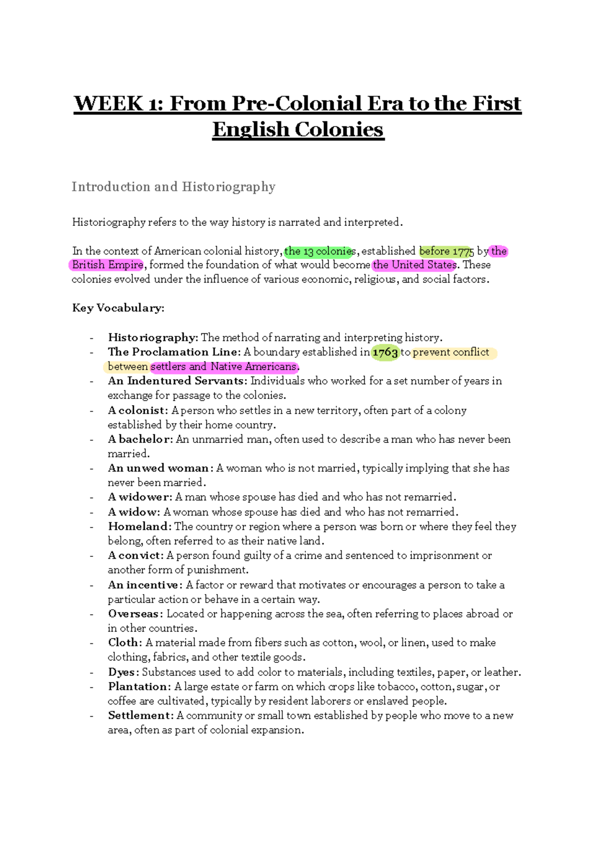 S3 History Lessons: Understanding American Colonial Foundations - Studocu