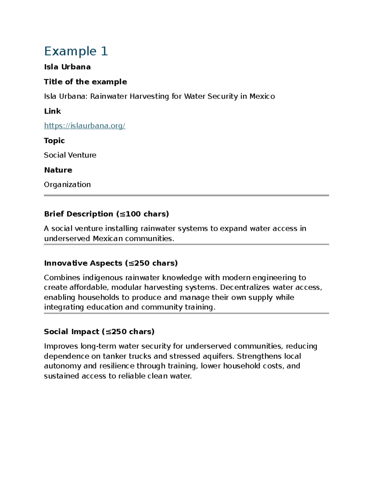 Module 2 BEC Competition: Isla Urbana Rainwater Harvesting Initiative ...