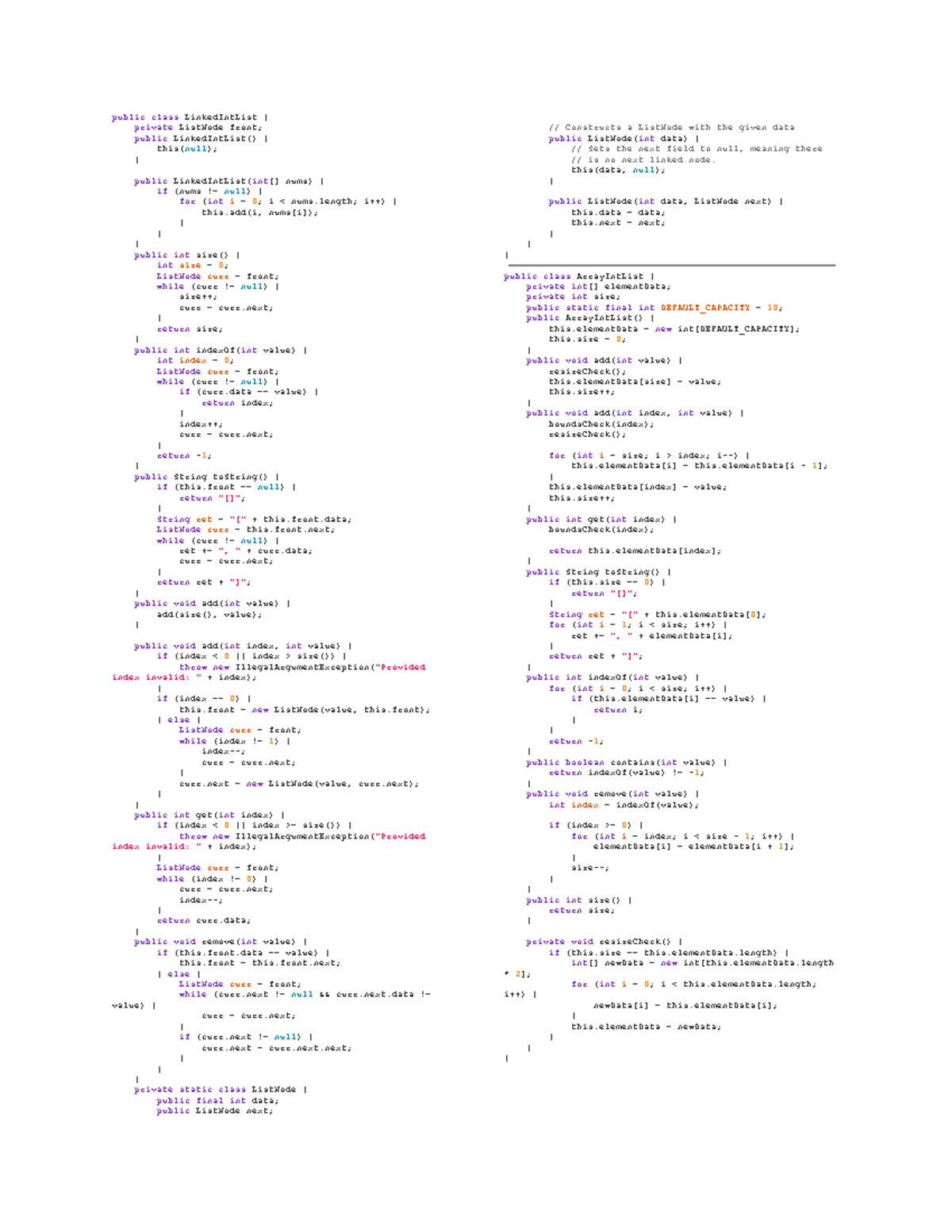 Cheat Sheet - LinkedIntList & ArrayIntList Overview (CS101) - Studocu