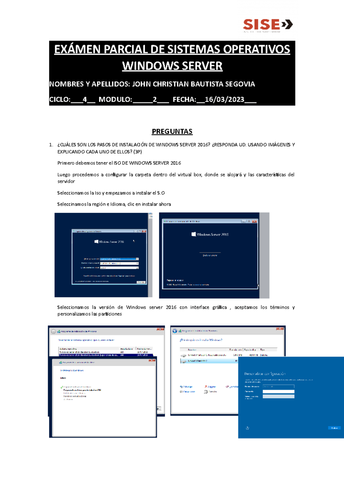 Exámen Parcial DE Sistemas Operativos Windows Server - EXÁMEN PARCIAL DE SISTEMAS OPERATIVOS ...