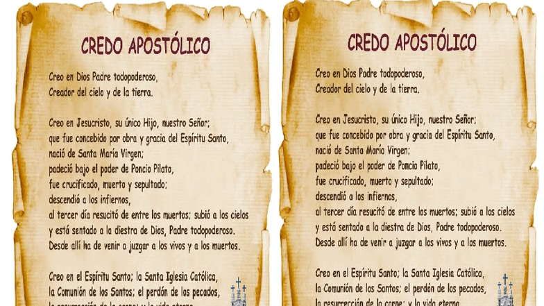 Credo Apostólico: Texto Completo y Reflexiones - Studocu