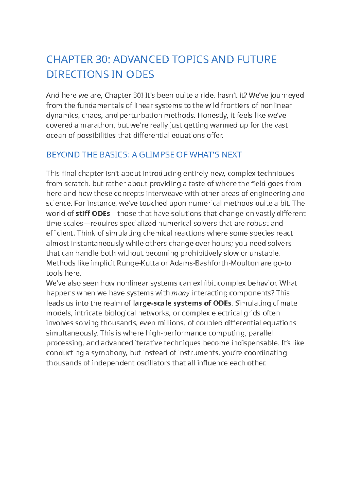 CHAPTER 30: ADVANCED TOPICS IN ODES - FUTURE DIRECTIONS - Studocu