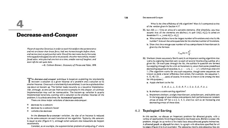 C138 4 Algorithm Time Efficiency & Inversion Analysis Notes - Studocu