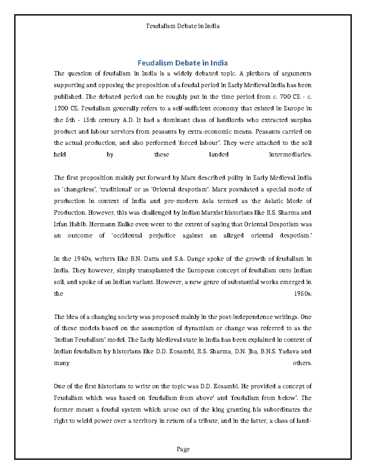 Feudalism Debate in India: Key Perspectives and Historical Analysis ...