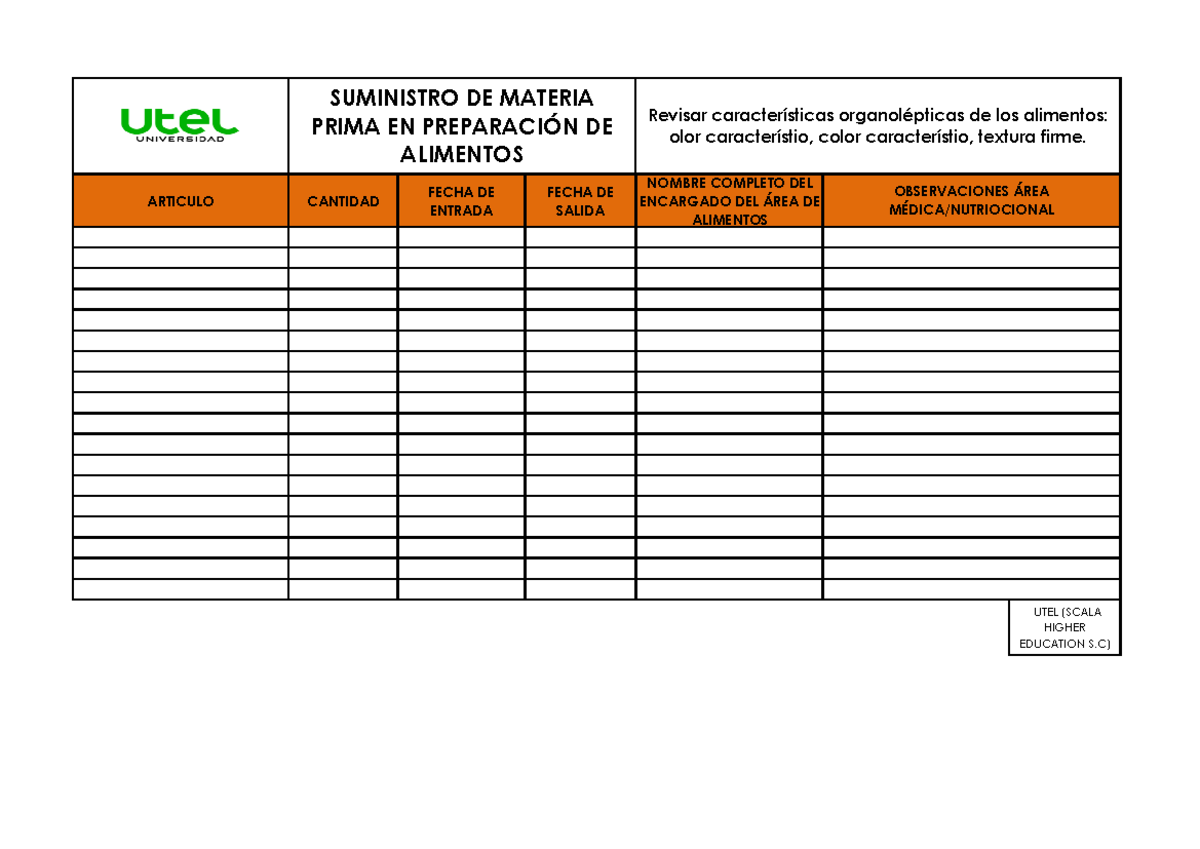 PEPS - lista de check list - nutricion - ARTICULO CANTIDAD FECHA DE ...