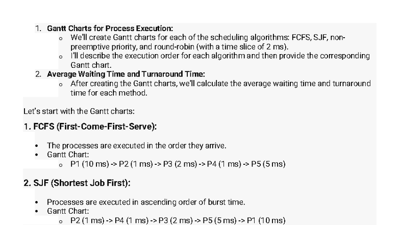 Gantt Charts and Performance Metrics for Scheduling Algorithms (CS101 ...