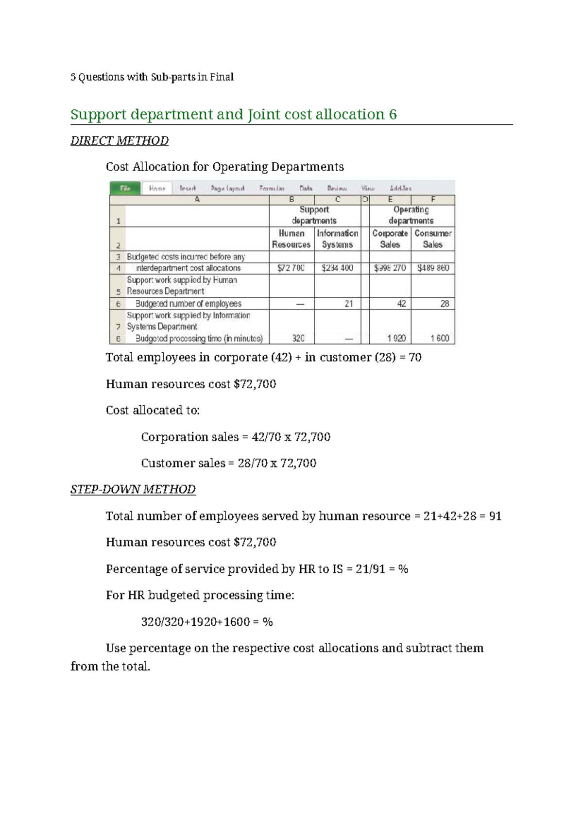 Management Final Exam Prep: Cost Allocation & Budgeting Techniques ...