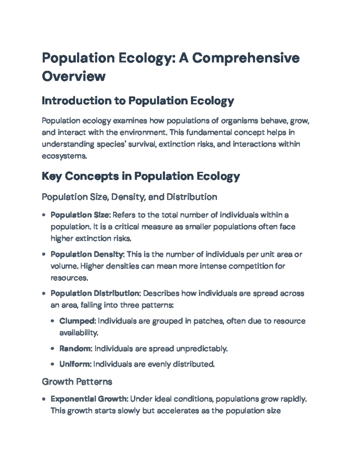 Population Ecology (BIO-101): Overview of Key Concepts & Growth ...