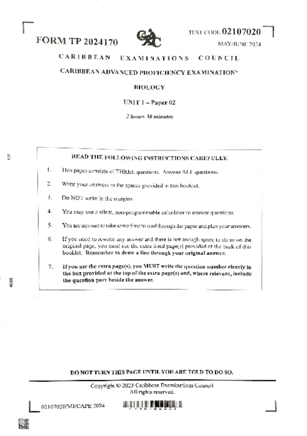 CXC Study Guide: CAPE Biology Unit 2 Overview and Insights - Studocu