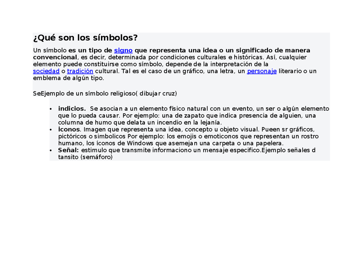 Qué son los símbolos: Definición y Ejemplos de Signos y Señales - Studocu
