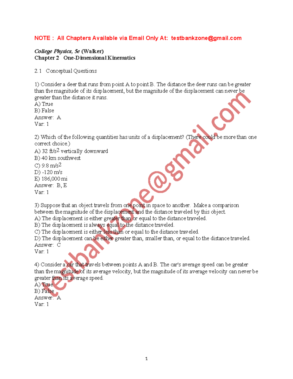 Physics 5e (Walker) Chapter 2: One-Dimensional Kinematics Solutions ...