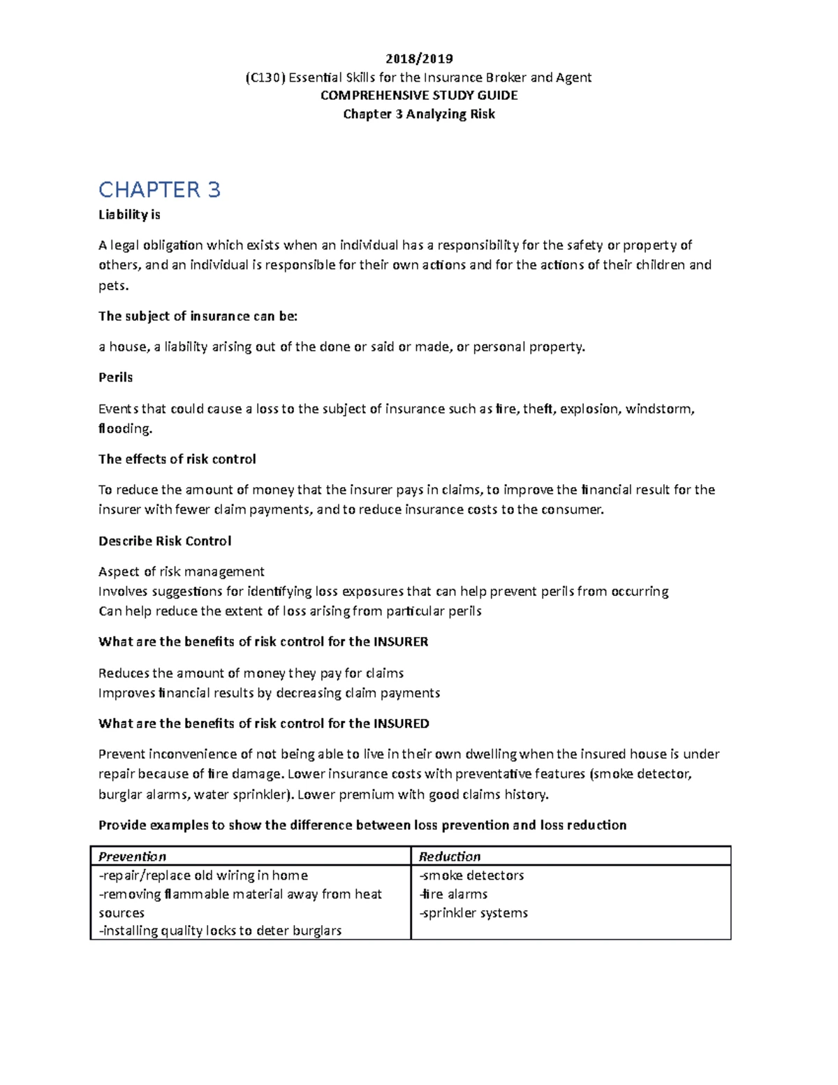 Insurance law summaries - General principles of insurance law Ch 1 ...