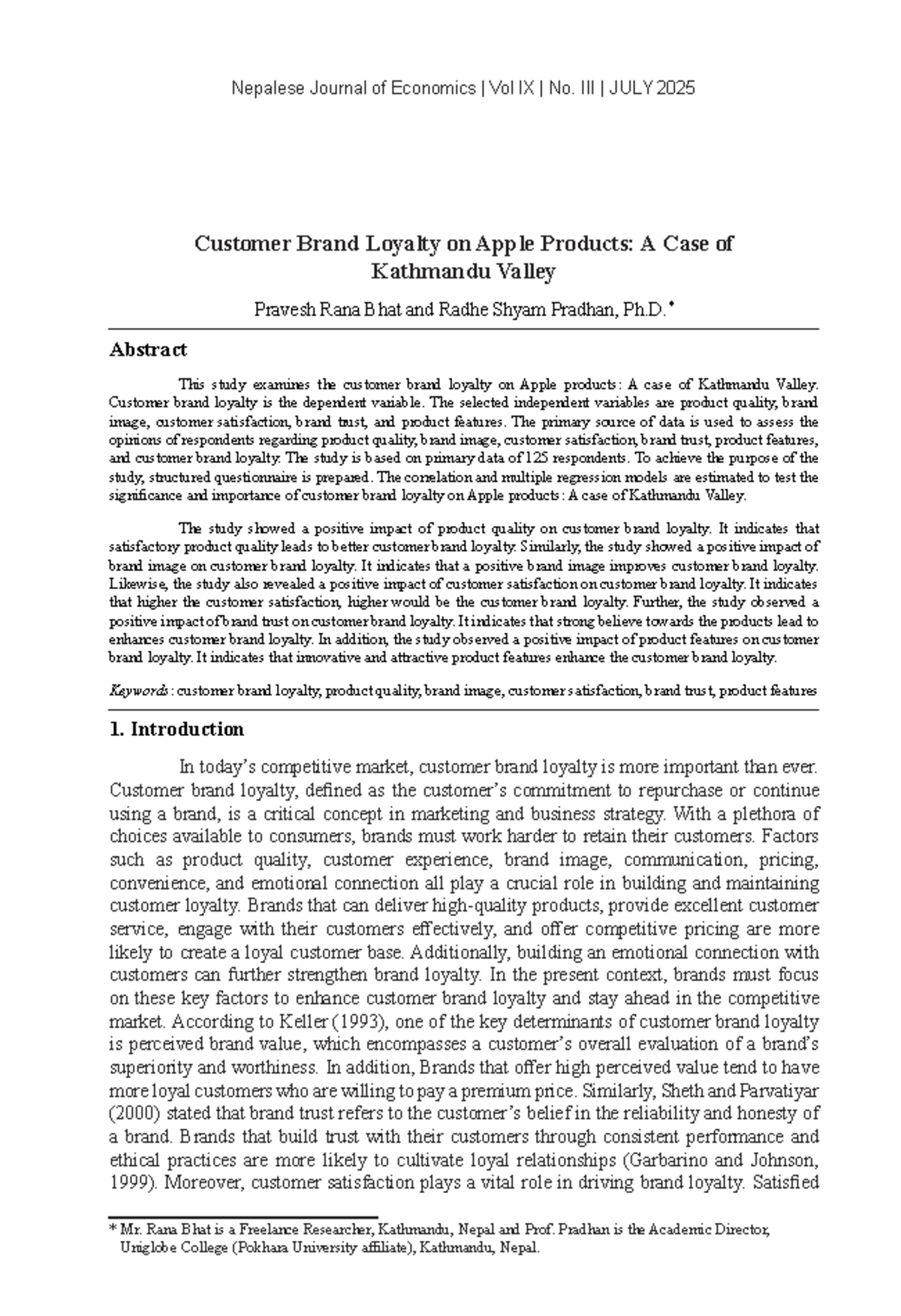NJE 9: Customer Brand Loyalty Towards Apple in Kathmandu Valley - Studocu
