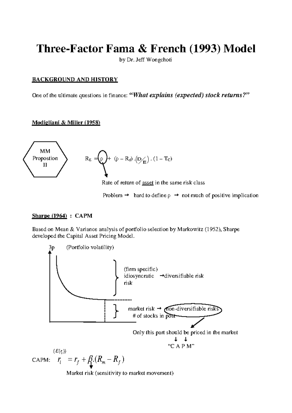 Handout Fama and French three factor model - Three-Factor Fama & French ...
