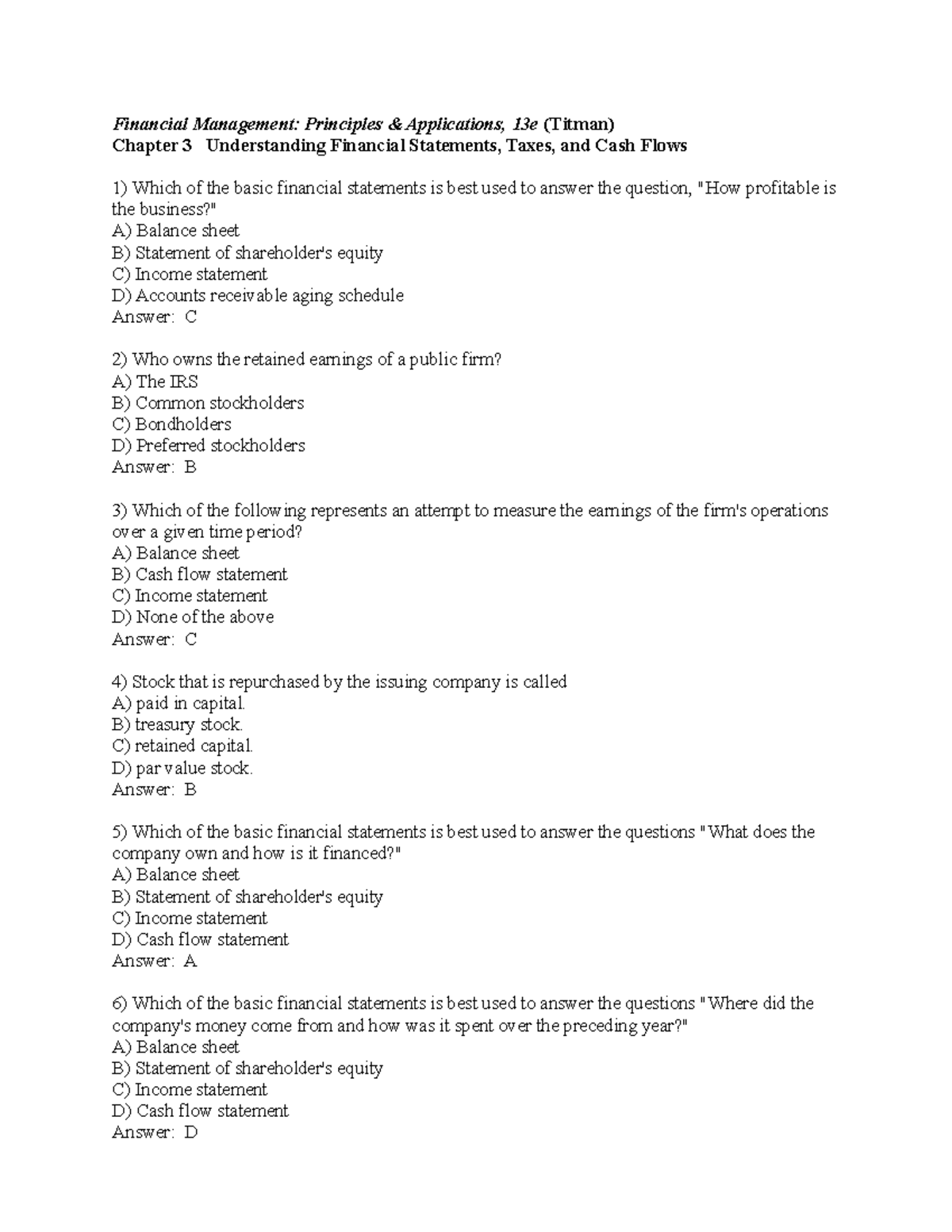 Chapter 3 Testbank: Understanding Financial Statements & Cash Flows ...