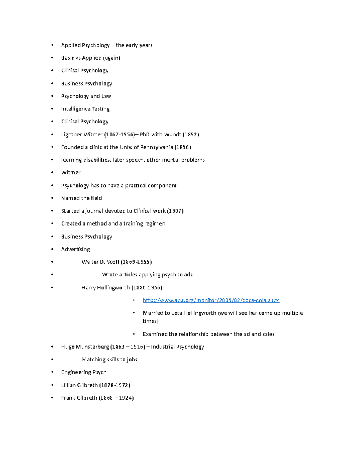 Applied Psychology: Historical Insights and Key Figures - Studocu