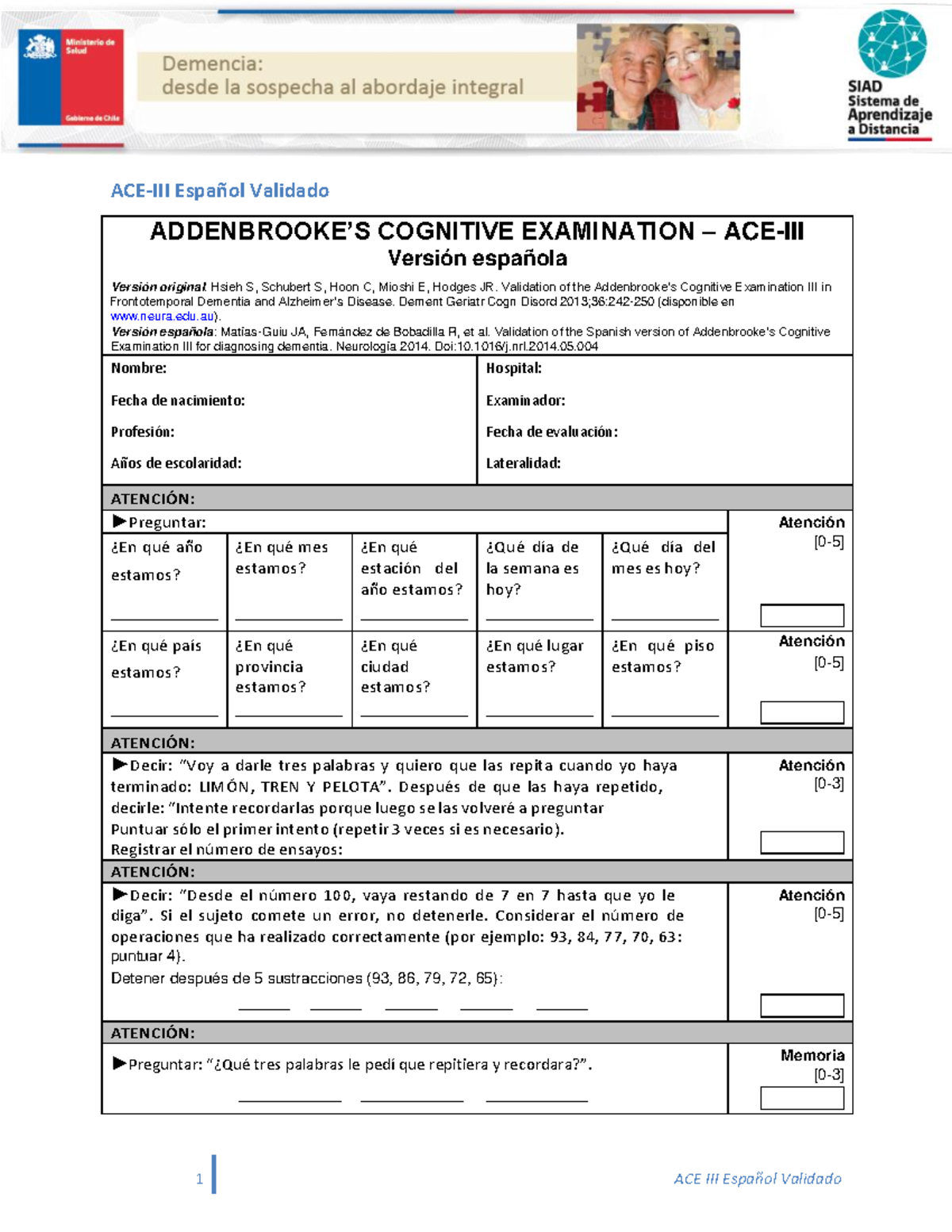 Título nuevo: ACE-III Español: Examen Cognitivo Validado y Detalles de ...