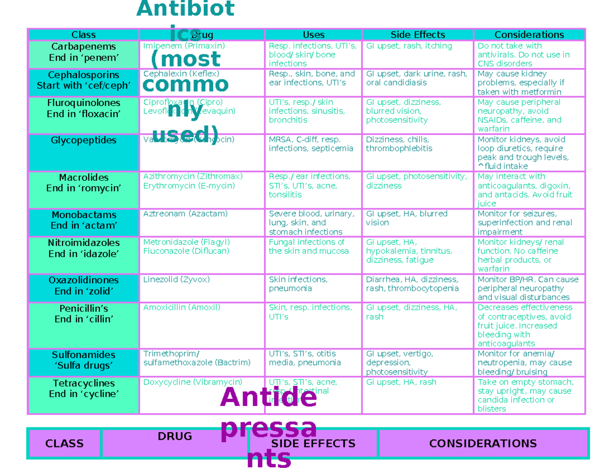 Cheat Sheet Bundle - Notes on Antibiotics and Medications (PHARM 101 ...