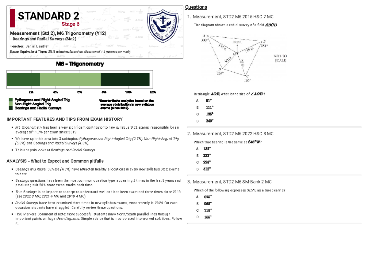 Measurement HSC Questions: Radial Surveys & Bearings (STD2 M6) - Studocu