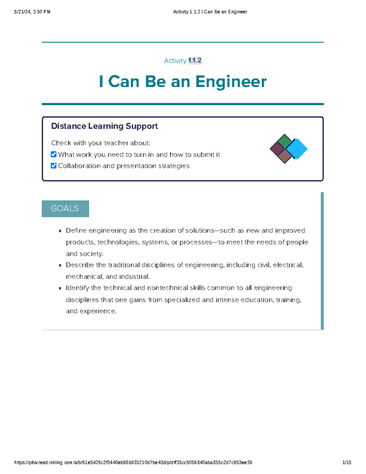 ENGR 101: I Can Be an Engineer - Activity 1.1.2 Overview - Studocu