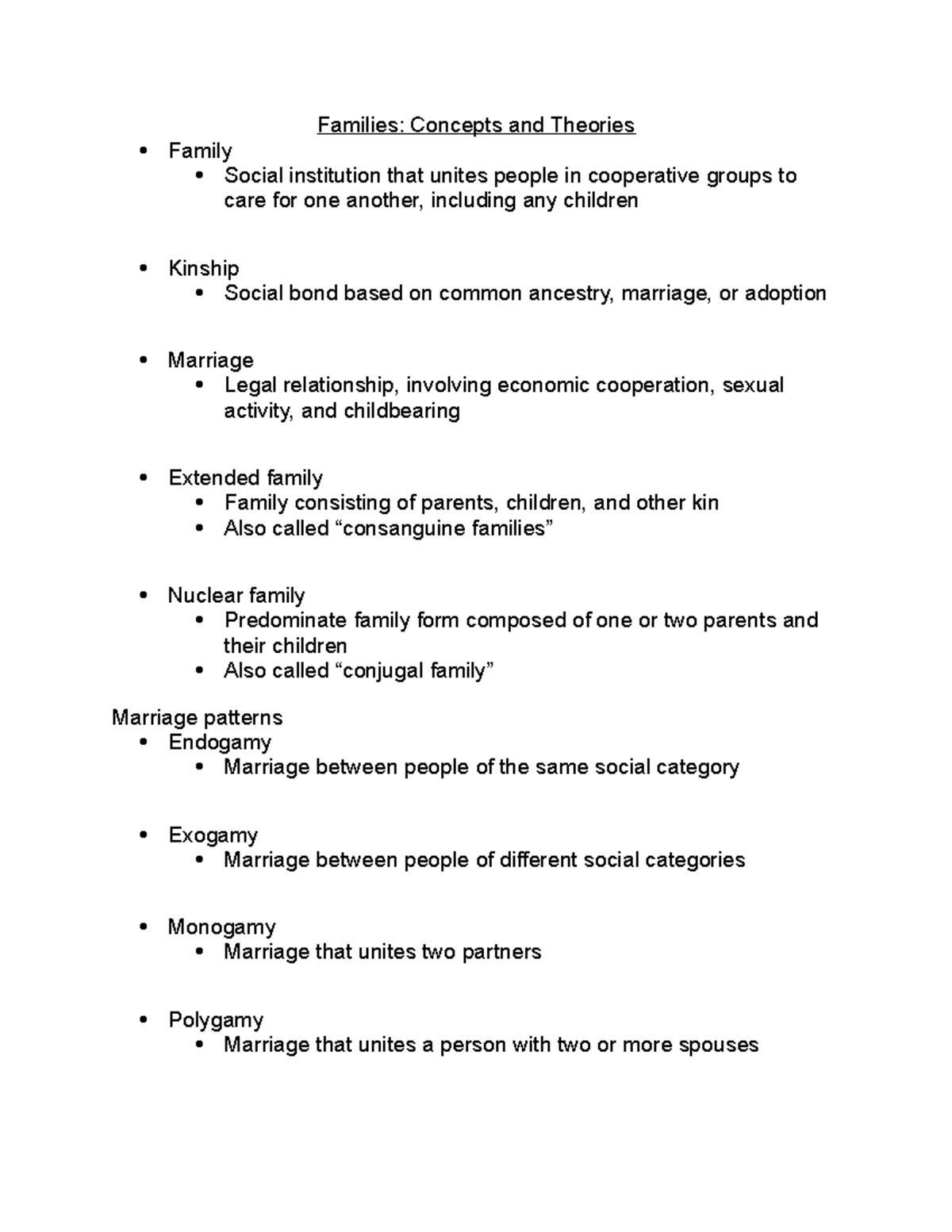 Sociology Chapter 14 - Notes from textbook and powerpoint. - Families ...