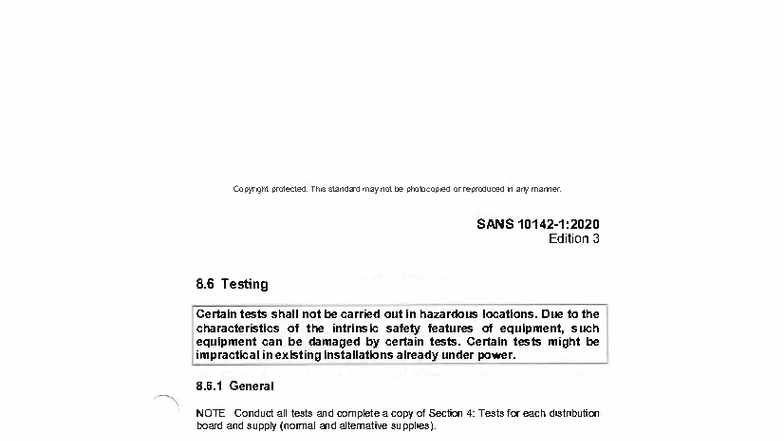 Testing SANS 10142-1:2020 Edition 3 Compliance Guide - Studocu