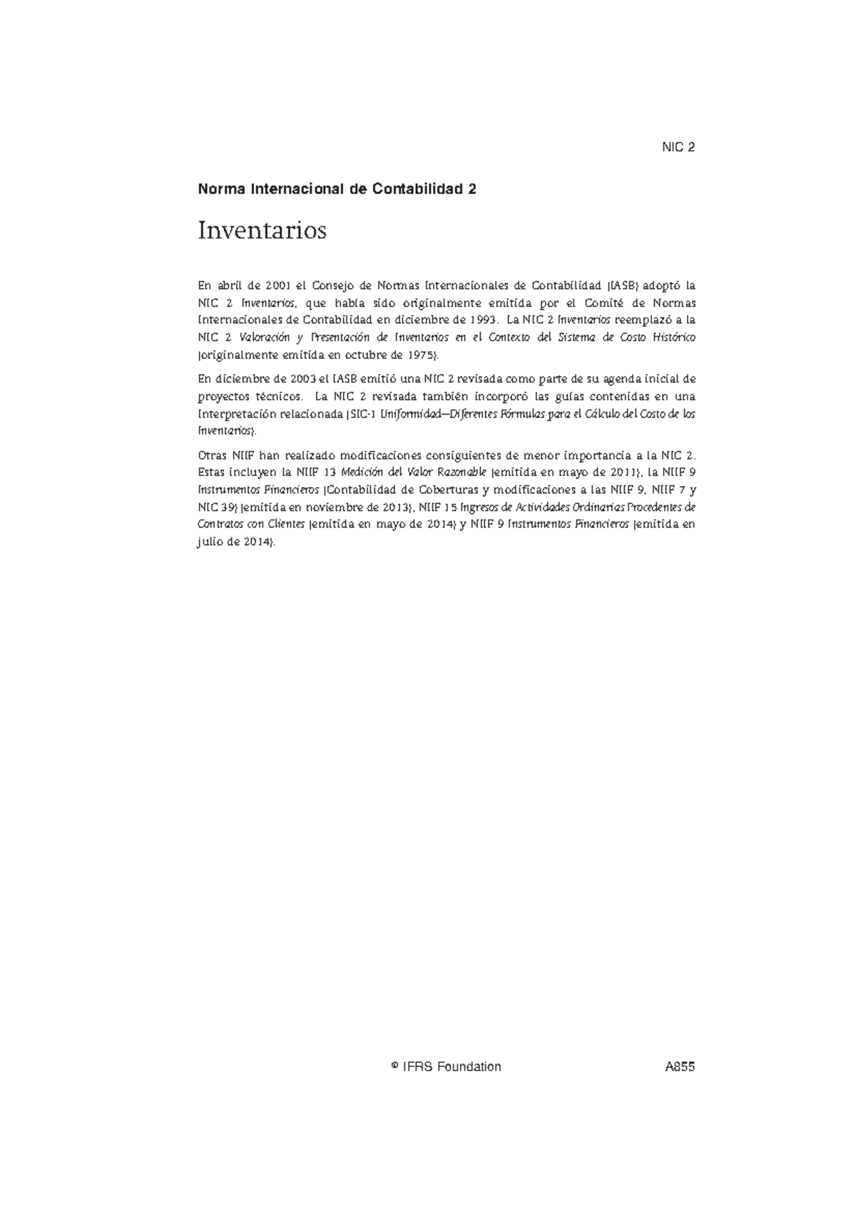 NIC 2 Resumen de la Norma Internacional de Contabilidad sobre ...