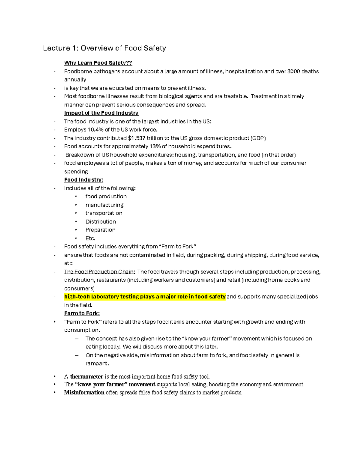 Exam 1 Study Guide: Food Safety Overview (Course Code: FDS 101) - Studocu
