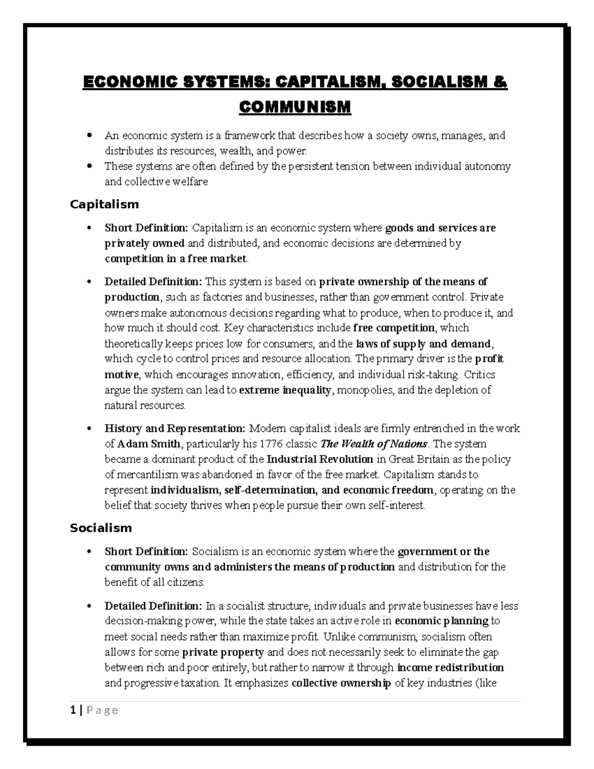 ECON 101: Overview of Economic Systems - Capitalism, Socialism ...
