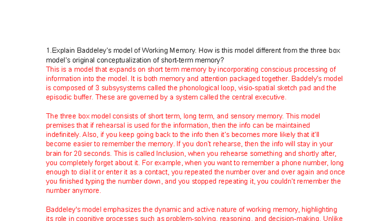 Psych Test 1: Working Memory, Classical & Operant Conditioning Concepts ...