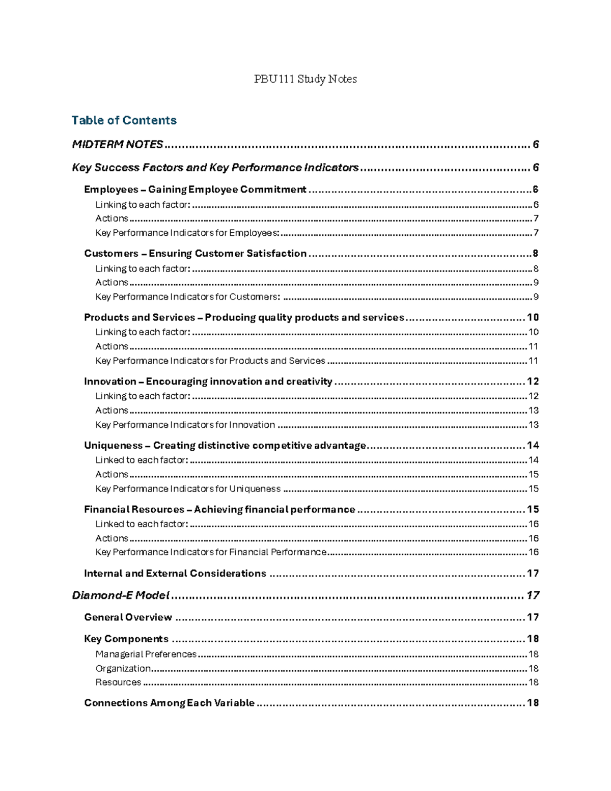 BU111 Midterm & Final Study Notes: Key Success Factors & Strategies ...