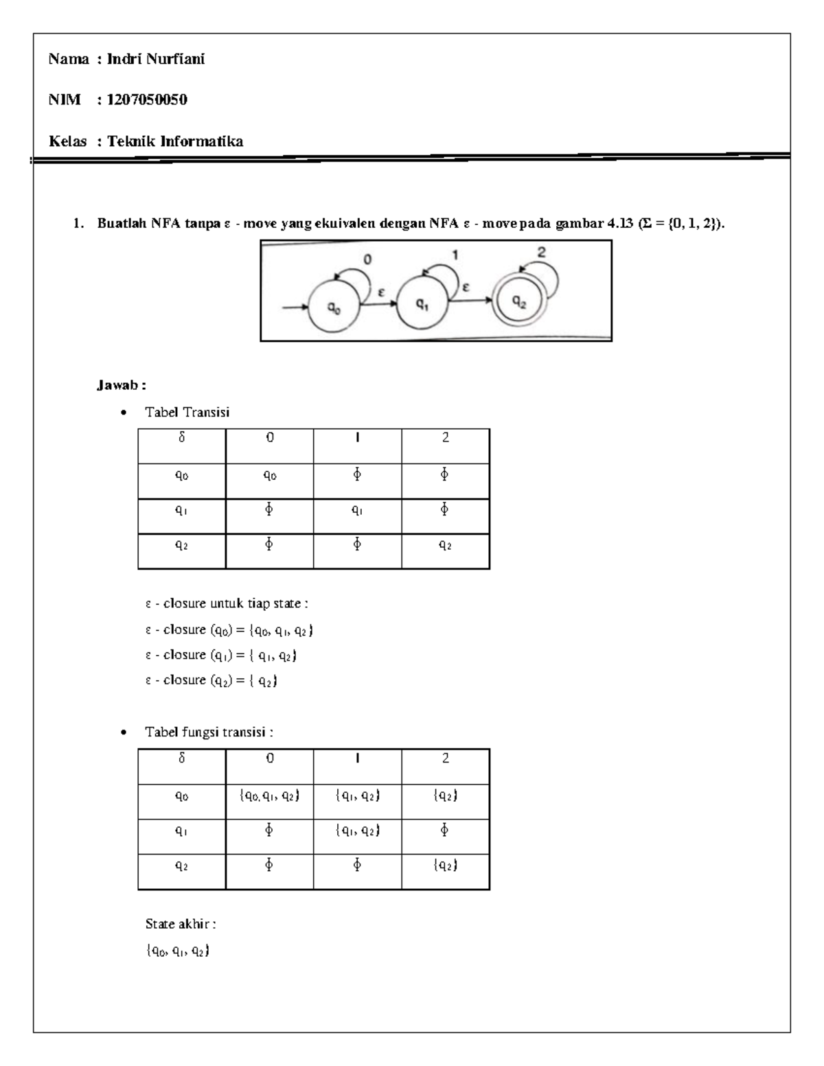 Latihan Soal 5 Teori Bahasa dan Otomata (TI) – NFA dan Ekspresi Regular ...