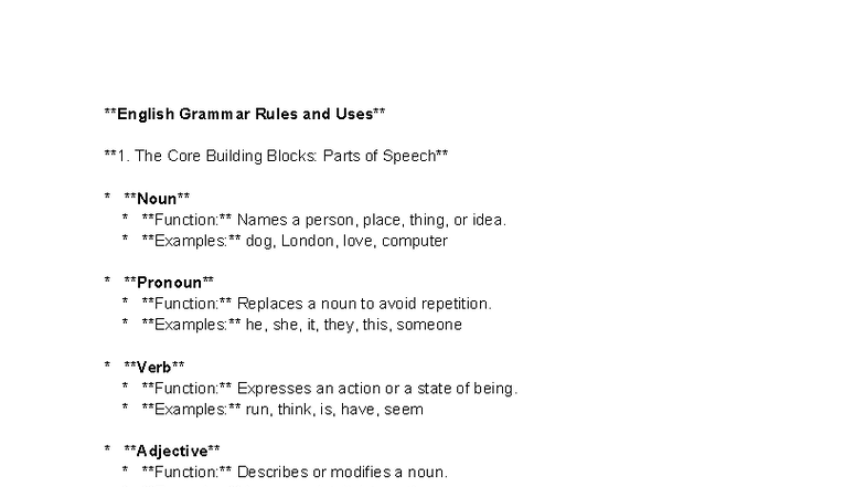 English Grammar Rules: Core Building Blocks and Key Concepts - Studocu