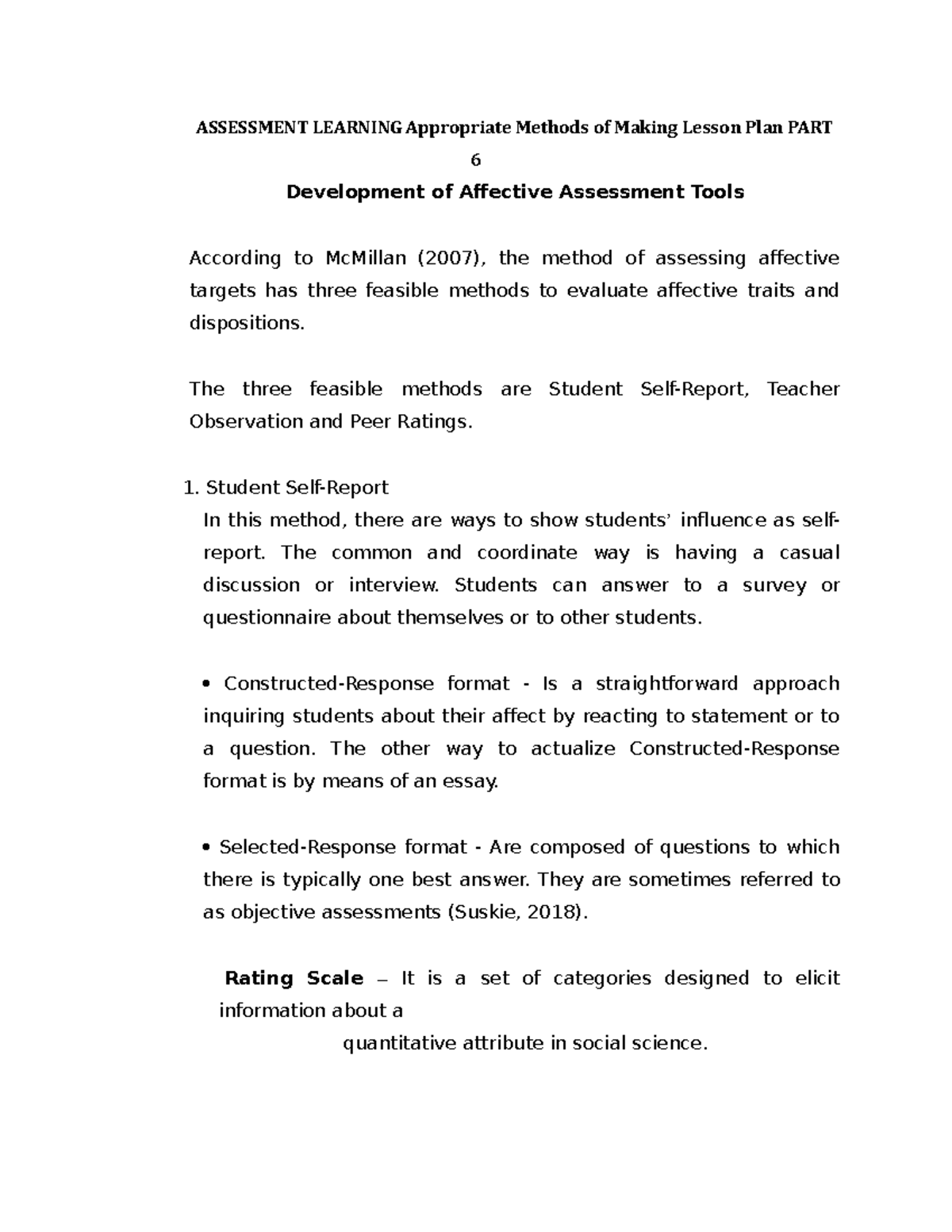 Assessment Learning Appropriate Methods of Making Lesson Plan PART 6 ...