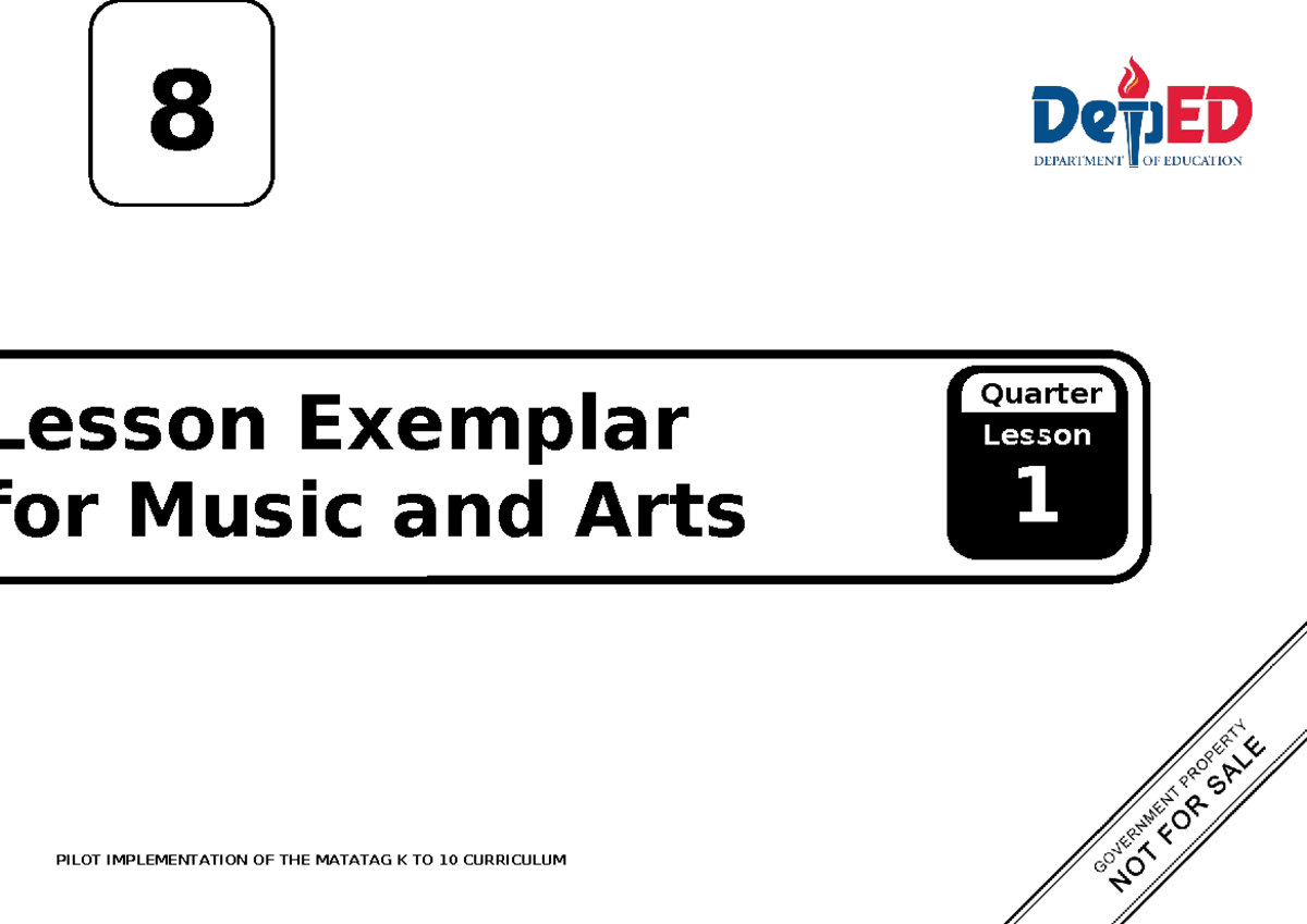 Q1 LE Music and Arts 8 Lesson Exemplar: Weeks 1-2 Overview - Studocu