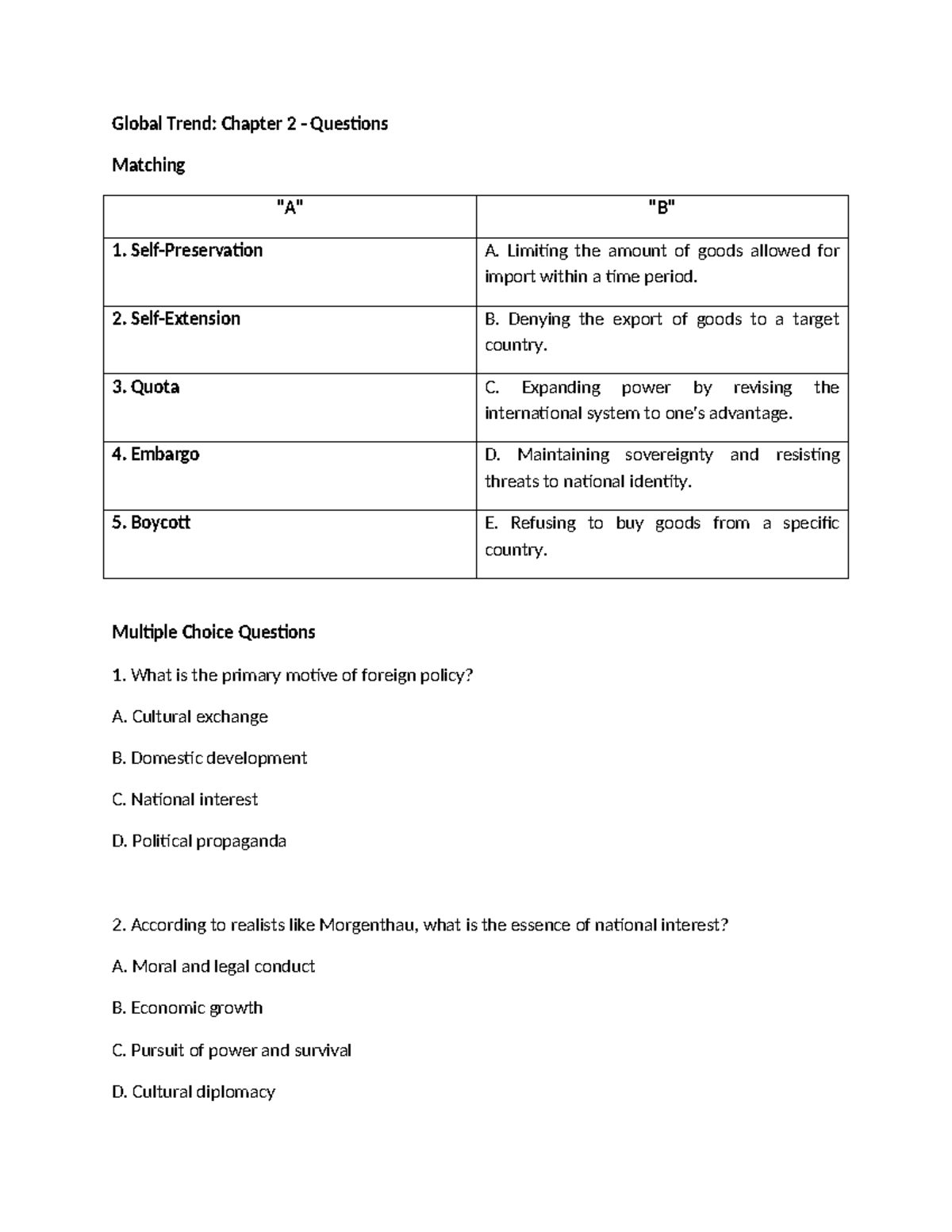 Global Trend: Chapter 2 Review Questions and Answers - Studocu
