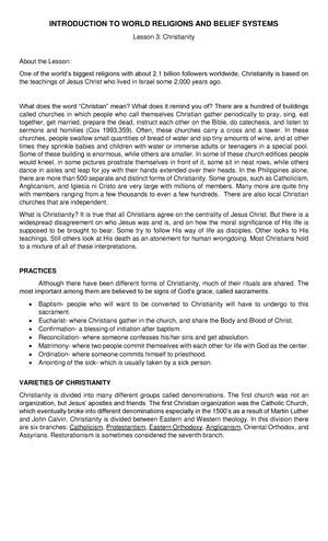 Introduction TO World Religions AND Belief Systems - INTRODUCTION TO ...