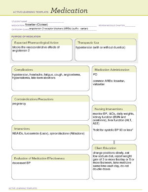 Medication template - ACTIVE LEARNING TEMPLATES Medication STUDENT NAME ...